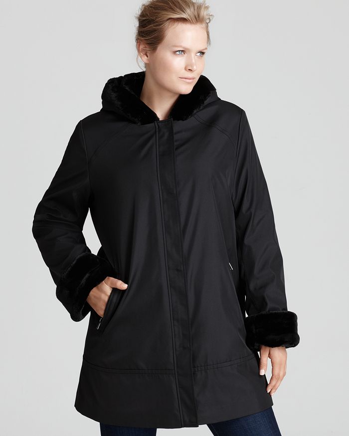 Marc New York Plus A Line with Faux Fur Lined Hood Coat | Bloomingdale's