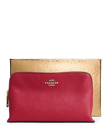 COACH Small Cosmetics Case in Embossed Textured Leather | Bloomingdale's