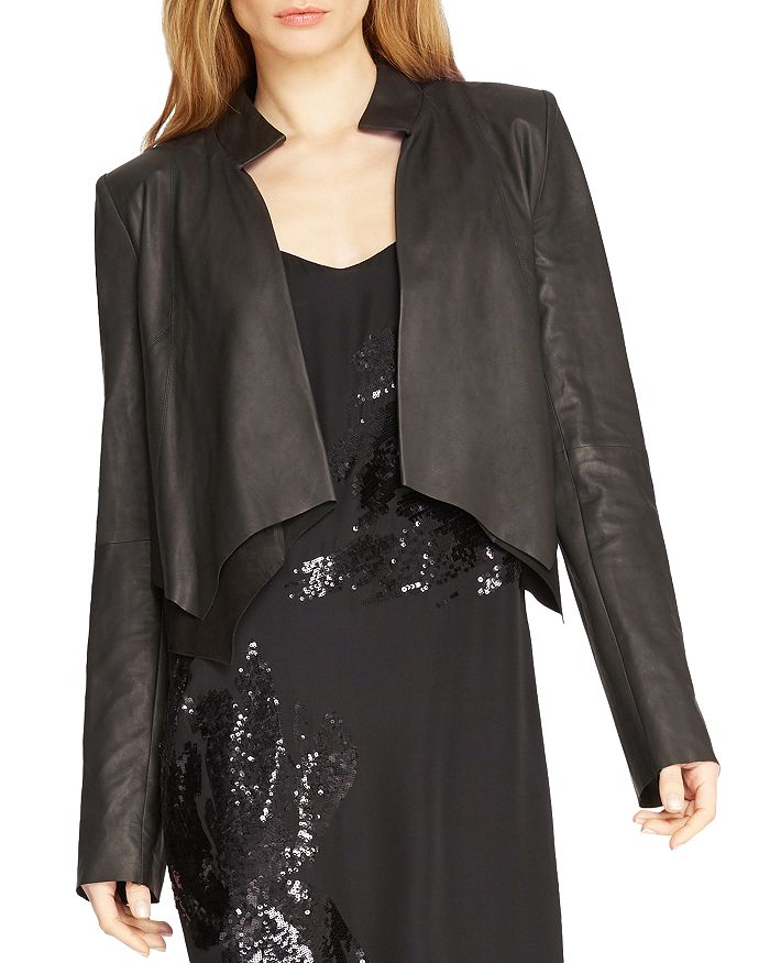 HALSTON HERITAGE HALSTON Cropped Leather Jacket | Bloomingdale's