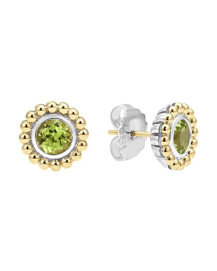 LAGOS Sterling Silver and 18K Gold Stud Earrings with Peridot ...