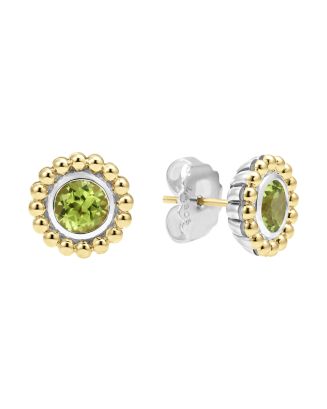 LAGOS Sterling Silver and 18K Gold Stud Earrings with Peridot ...