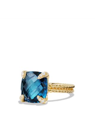 David Yurman Châtelaine Ring with Hampton Blue Topaz and Diamonds in ...