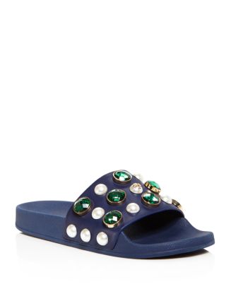 Tory Burch Vail Embellished Pool Slide Sandals | Bloomingdale's