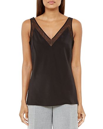 Ted Baker Mesh Trimmed Silk Top | Bloomingdale's