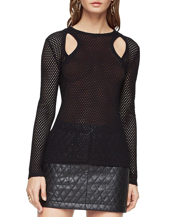 BCBGMAXAZRIA Mercy Cutout Open Mesh Top | Bloomingdale's