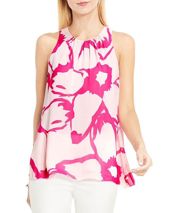 VINCE CAMUTO Exploded Floral Print Shirred Top | Bloomingdale's