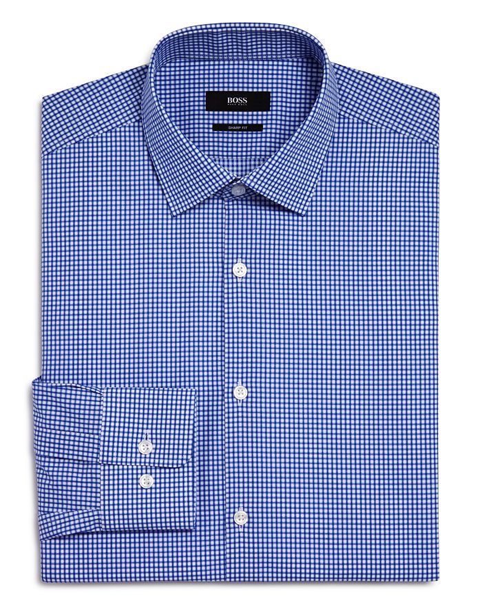 BOSS Marley Small Grid Check Sharp Fit - Regular Fit Dress Shirt ...