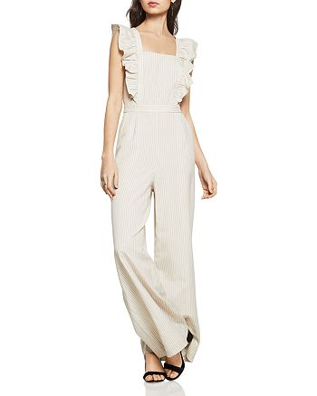 BCBGENERATION Striped Ruffle Overalls | Bloomingdale's