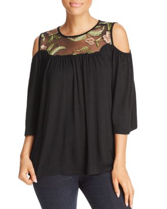 Kim & Cami Cold-Shoulder Embroidered Top | Bloomingdale's