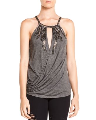 Haute Hippie Hippie Trails Embellished Draped Crossover Top ...