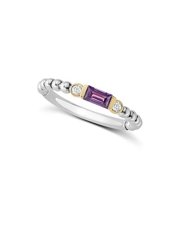 LAGOS 18K Gold & Sterling Silver Gemstone & Diamond Stacking Ring ...