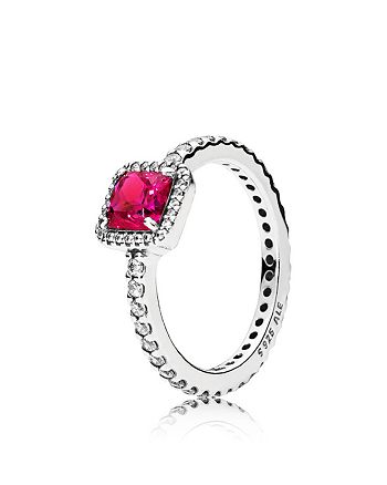 Pandora Sterling Silver Timeless Elegance Simulated Ruby Ring ...