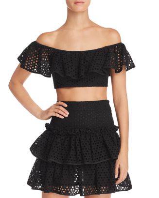 MILLY Jana Lace Crop Top | Bloomingdale's