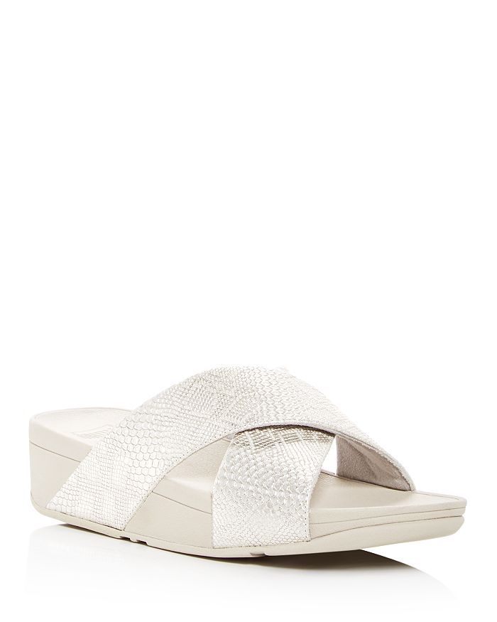 FitFlop Women's Lulu Snake Embossed Leather Platform Slide Sandals ...