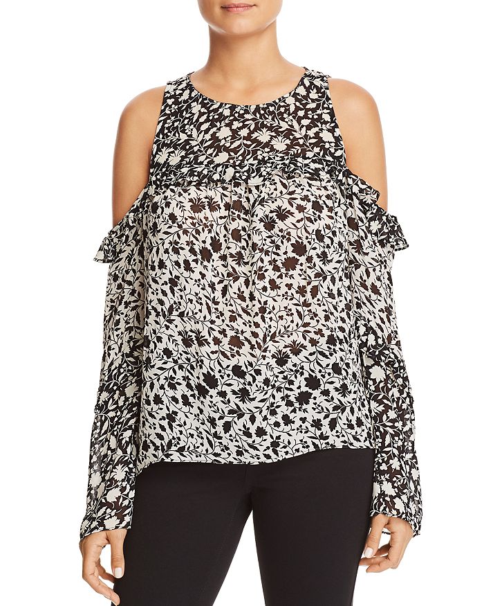 Red Haute Floral-Print Cold-Shoulder Top | Bloomingdale's
