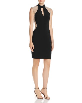 Avery G Beaded Mesh Illusion Sheath Dress | Bloomingdale's
