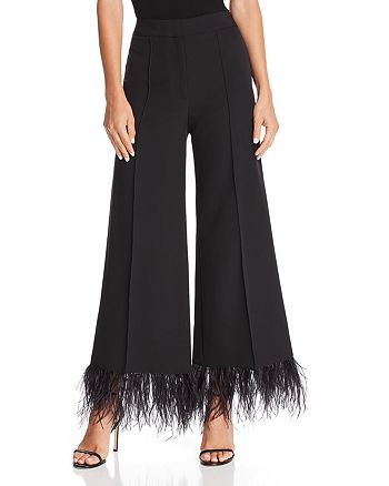MILLY Hayden Feather-Trimmed Pants | Bloomingdale's