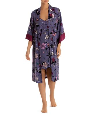 Midnight Bakery Satin Floral-Print Midi Robe | Bloomingdale's