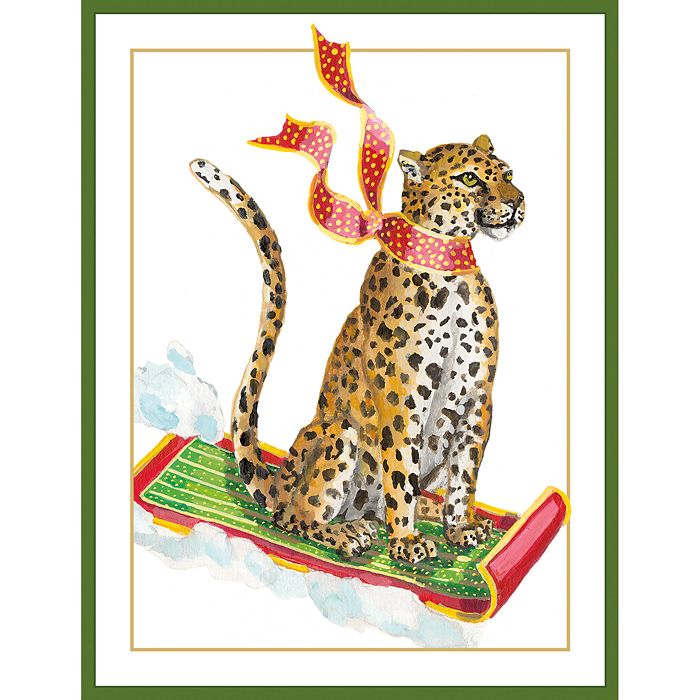 Caspari Sledding Leopard Holiday Cards, Box of 16 | Bloomingdale's