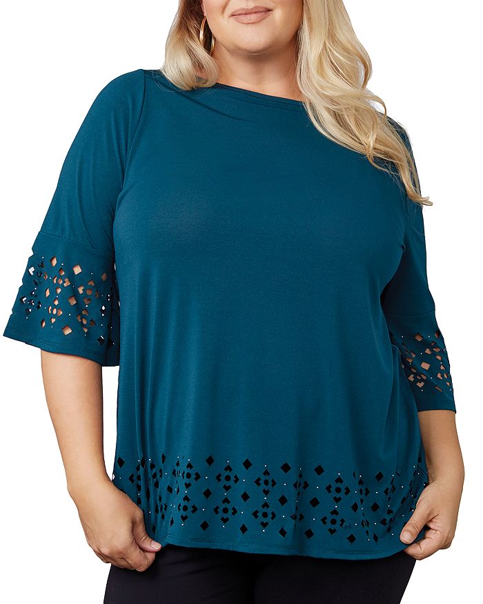 Belldini Plus Belldini Laser-Cut Bell-Sleeve Top | Bloomingdale's