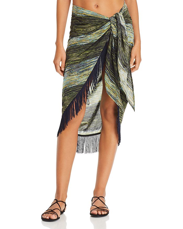 VINCE CAMUTO Striped Fringe Pareo Swim Cover-Up | Bloomingdale's