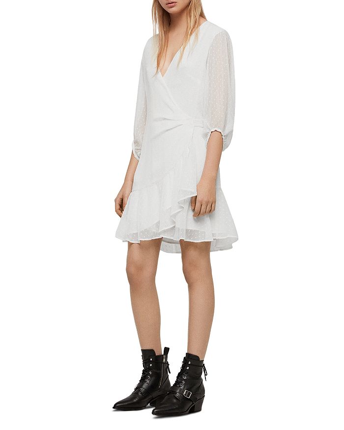 ALLSAINTS Jade Swiss-Dot Wrap Dress | Bloomingdale's
