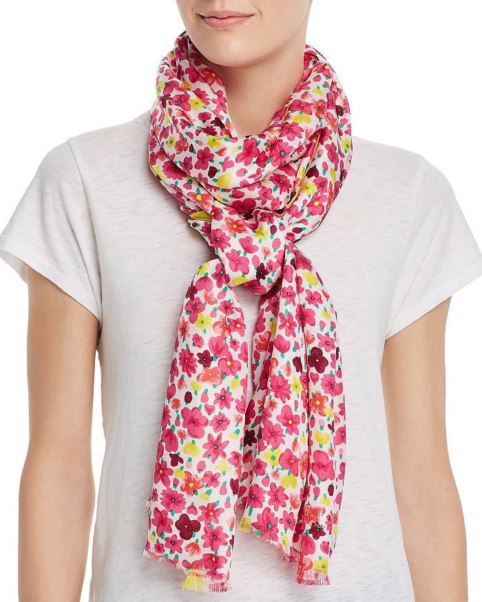 kate spade new york Marker Floral Silk Oblong Scarf | Bloomingdale's