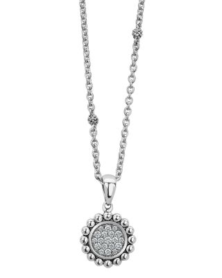 Lagos Sterling Silver Caviar Spark Diamond Pendant Necklace  18
