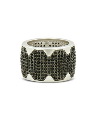 Freida Rothman Industrial Finish Pavé Cigar Ring in Rhodium-Plated ...