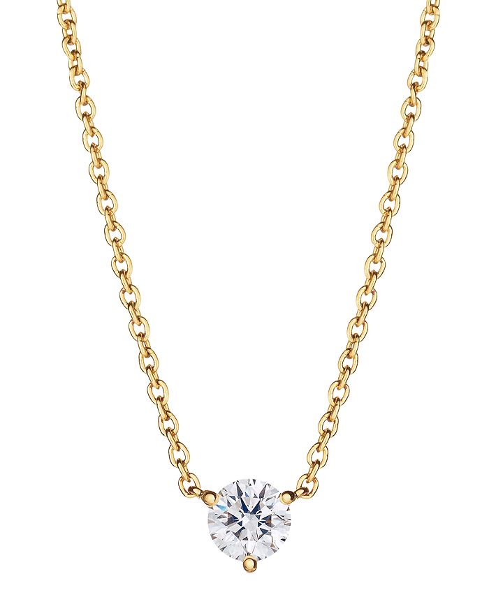 Lightbox Jewelry Solitaire Lab-Grown Diamond Pendant Necklace in 18K ...