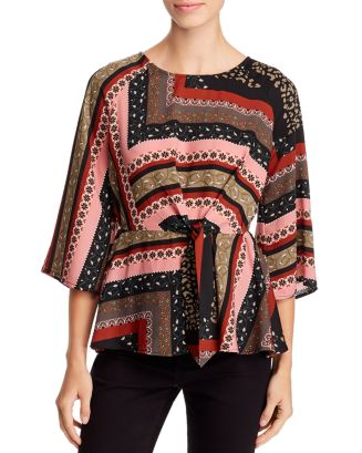 Vero Moda Vera Mixed Print Peplum Top | Bloomingdale's