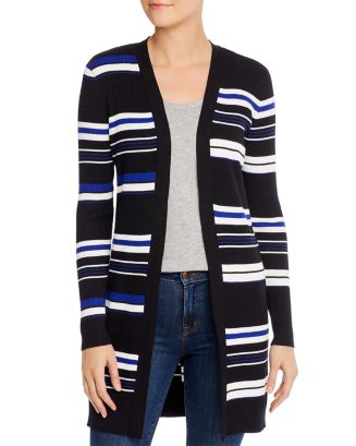 Calvin Klein Striped & Ribbed Open-Front Cardigan | Bloomingdale's
