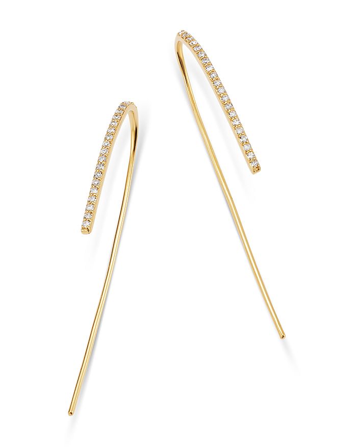 Moon & Meadow Diamond Wire Threader Earrings in 14K Yellow Gold, 0.02 ...