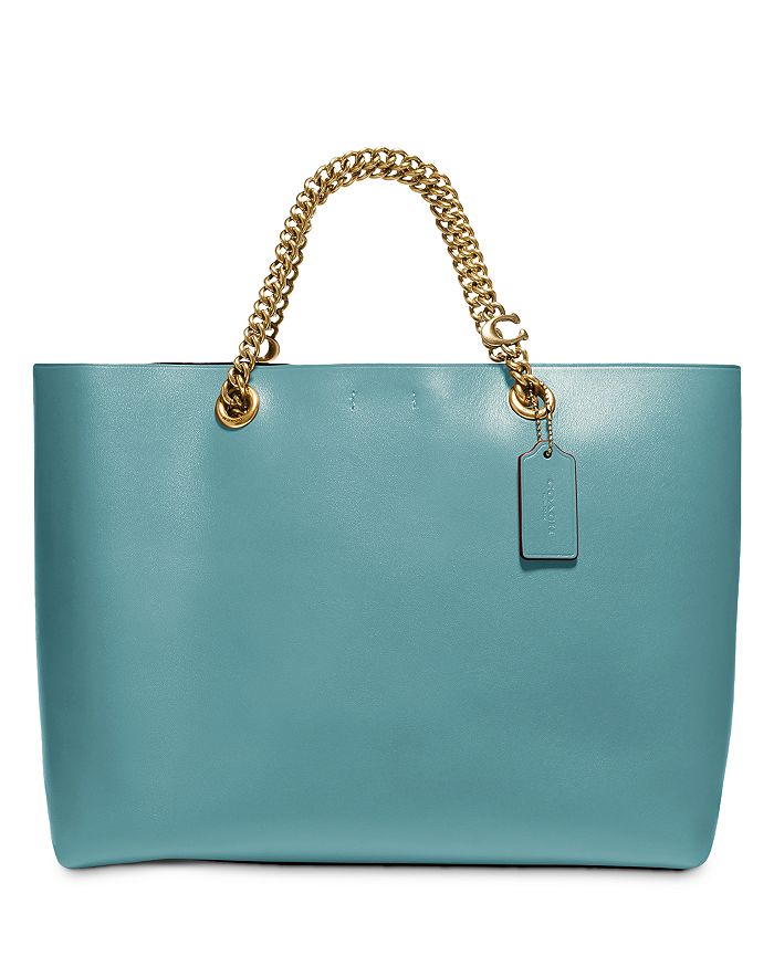 COACH Chain Leather Tote | Bloomingdale's