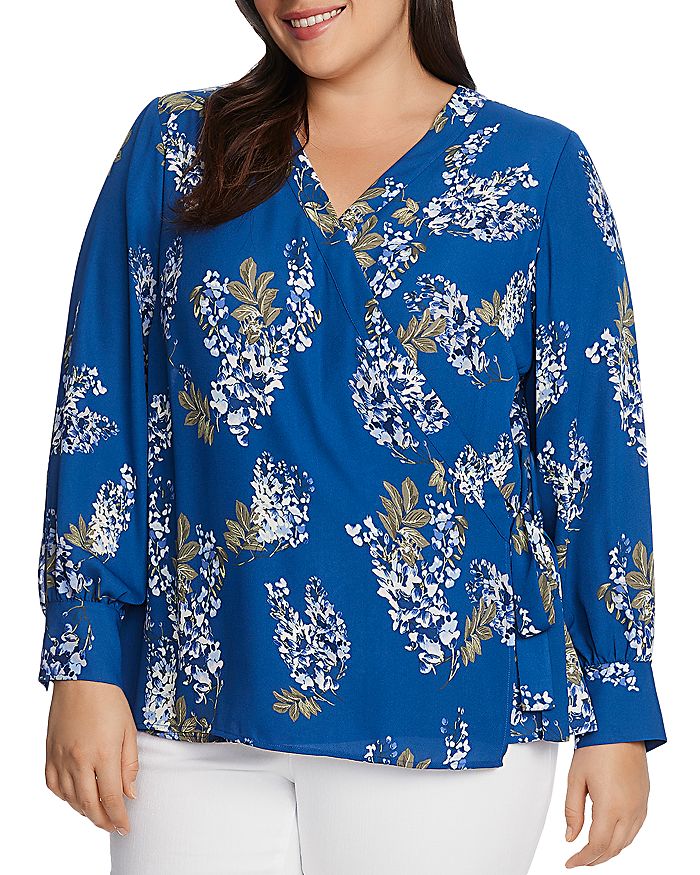 VINCE CAMUTO Plus Weeping Willows Floral Print Top | Bloomingdale's