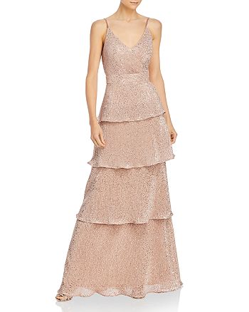 AQUA Tiered Sequined Gown - 100% Exclusive | Bloomingdale's