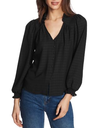 1.STATE Sheer Windowpane Blouse | Bloomingdale's