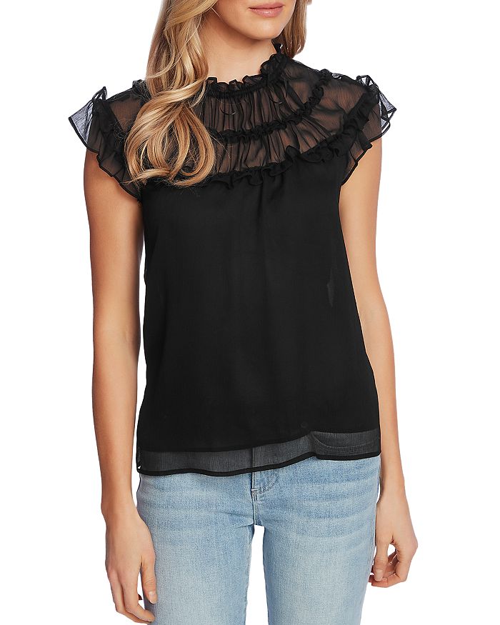 CeCe Ruffled Mock Neck Top | Bloomingdale's