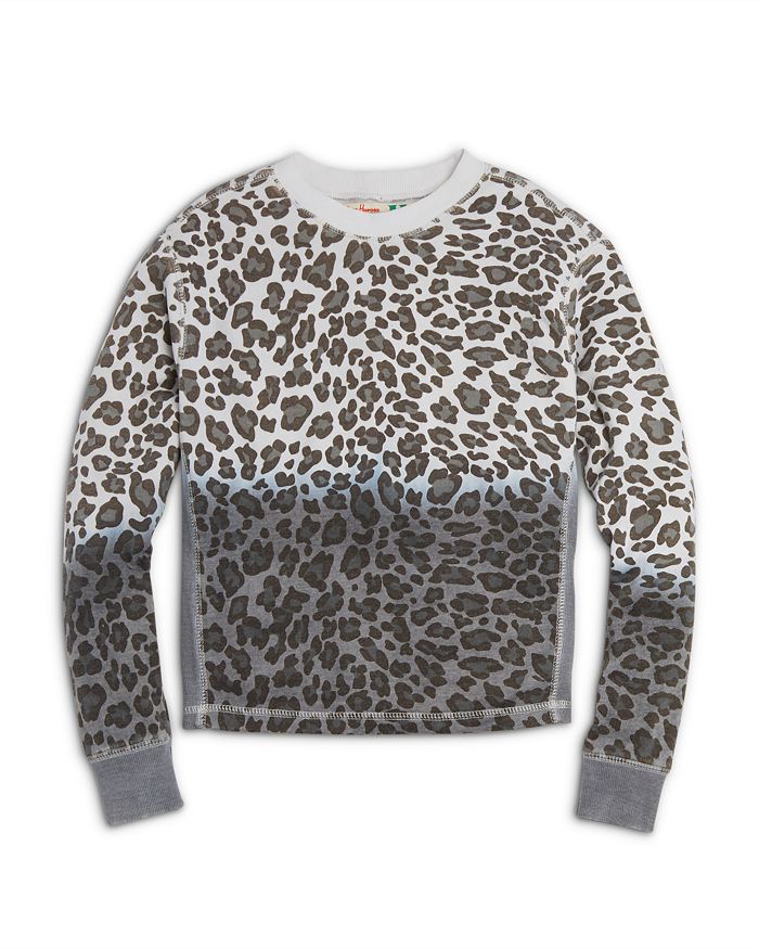 Vintage Havana Girls' Leopard Print Fleece Crewneck Top - Big Kid ...