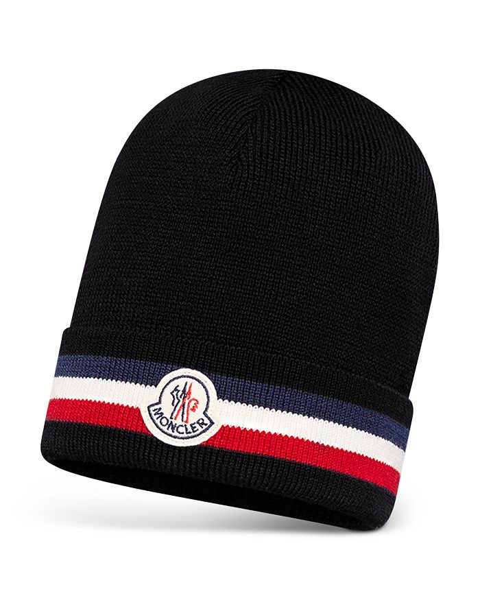 Moncler Stripe Logo Knit Cap | Bloomingdale's