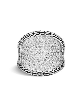 JOHN HARDY Sterling Silver Classic Diamond Chain Saddle Ring ...