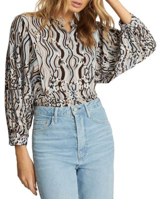 REISS Penny Swirl Print Blouse | Bloomingdale's