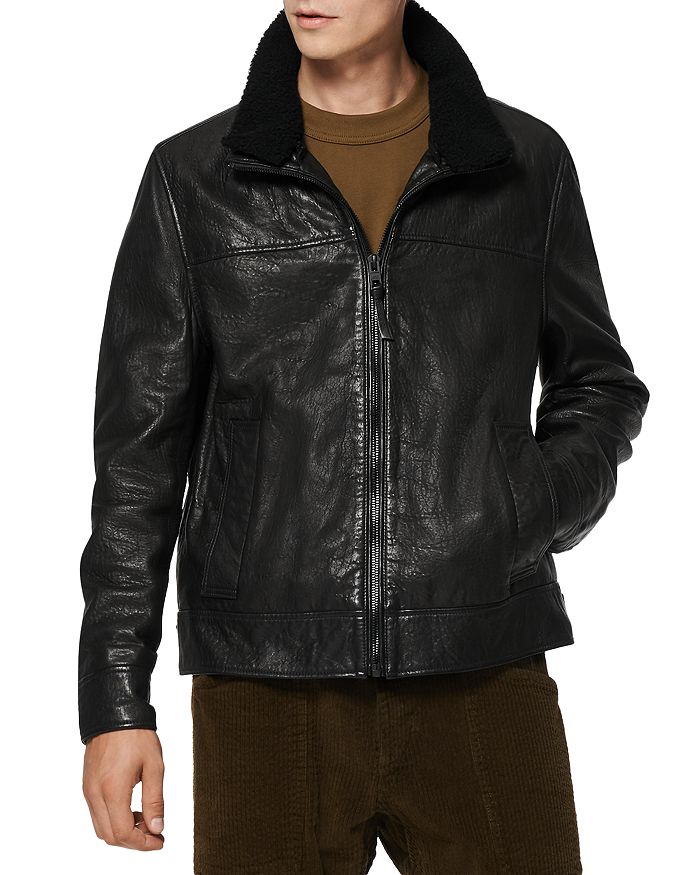 Andrew Marc Augustine Shearling Collar Leather Jacket | Bloomingdale's