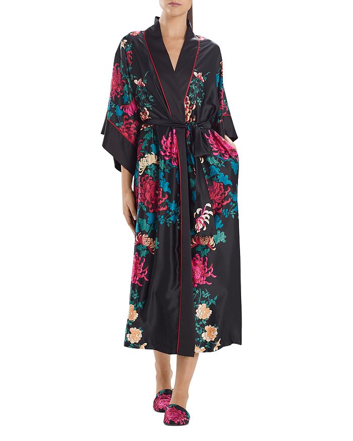 Natori Lotus Flower Satin Long Robe | Bloomingdale's