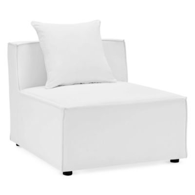 Saybrook Outdoor Patio Upholstered Sectional Sofa Armless Chair White