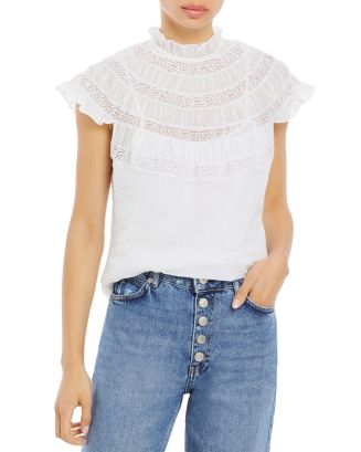 FRAME Lace Inset Top | Bloomingdale's