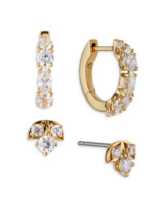 Nadri Prima Cubic Zirconia Cluster Hoop & Stud Earrings, Set of 2 ...