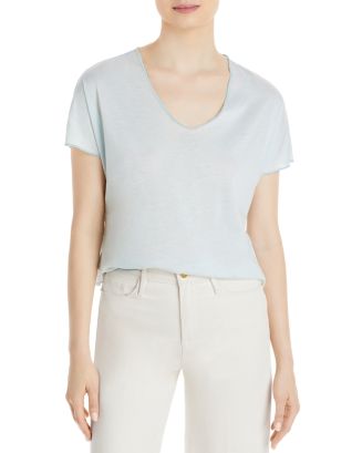 Three Dots Raw Edge Burnout Tee | Bloomingdale's