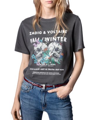 Zadig & Voltaire Tunisian Henley with Strass Skull Back Top ...