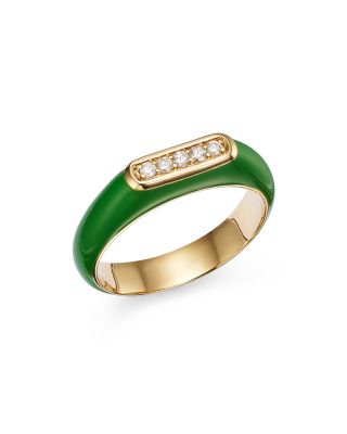 Moon & Meadow MADISON 501 Enamel Pavé Diamond Ring in 14K Yellow Gold ...
